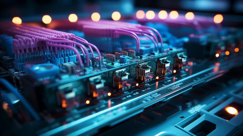 Network Internet LAN Cables Connected in Network Switches. Generative ...