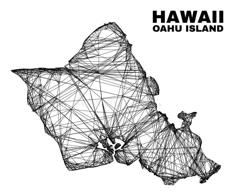 Network Irregular Mesh Oahu Island Map Stock Vector - Illustration of ...
