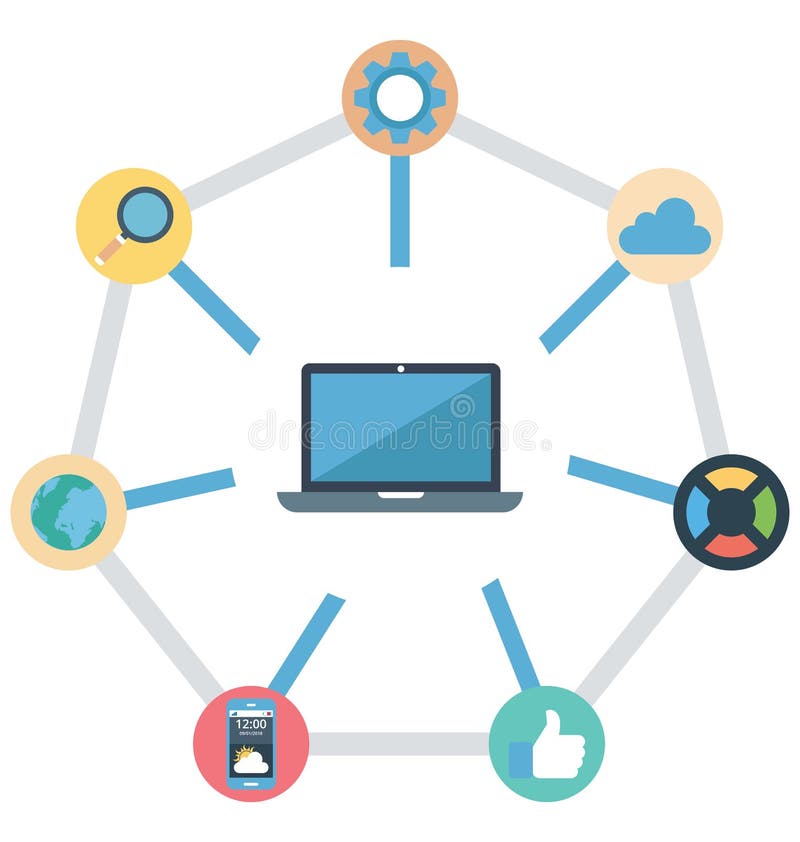 Network Isolated Color Vector Illustration Icon Stock Vector ...