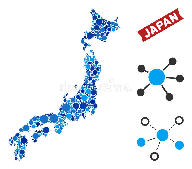 Japan Map Links Mosaic stock vector. Illustration of location - 122137498