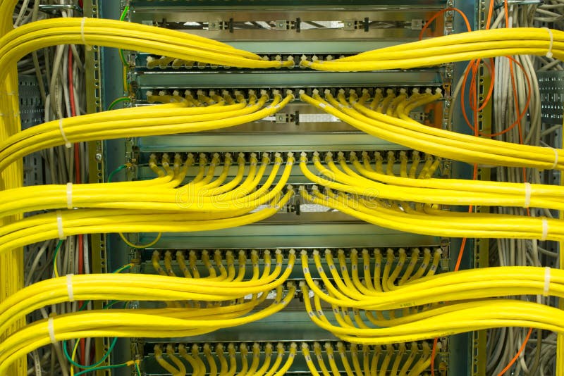 Network Patch Panel in a Data Center Stock Photo - Image of cluster ...
