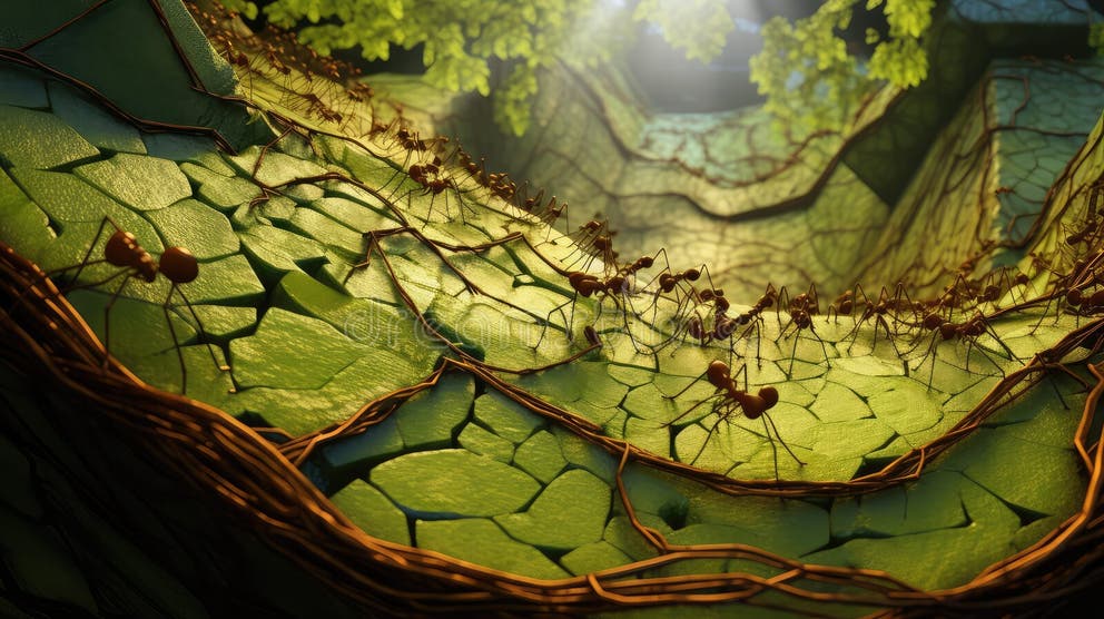 Network leaf cutter ant stock illustration. Illustration of leaf ...