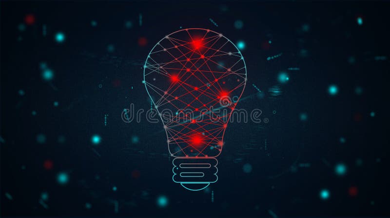 Network Light Bulb Concept Made by Lightbulb Outline, Red Dots and ...