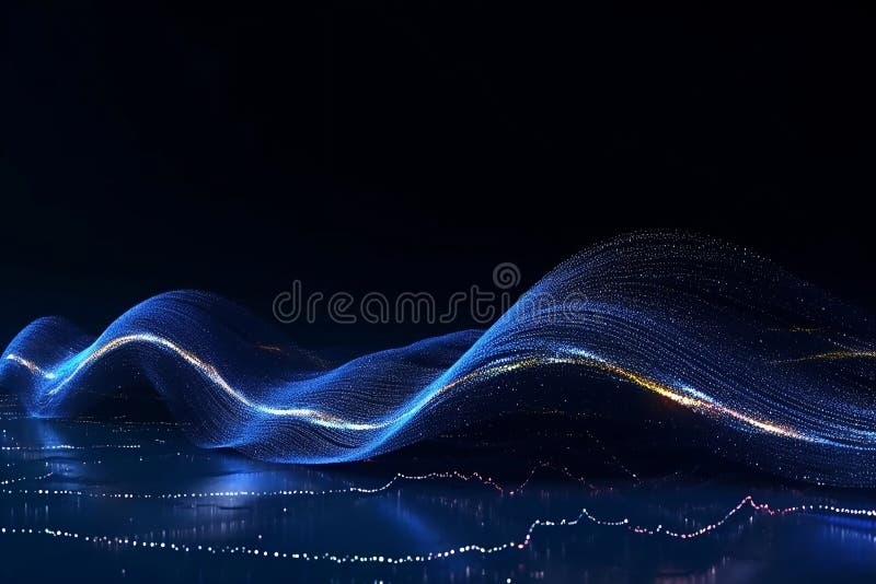 Network Line of Connecting Stream with Wave of Particles Representing ...