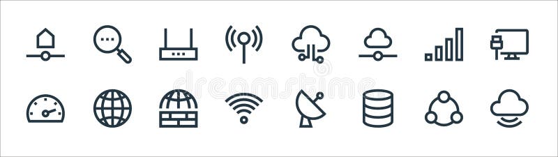 Network Line Icons. Linear Set Stock Vector - Illustration of social ...