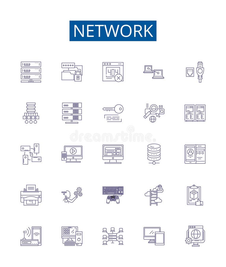 Network Line Icons Signs Set. Design Collection of Network, Technology ...