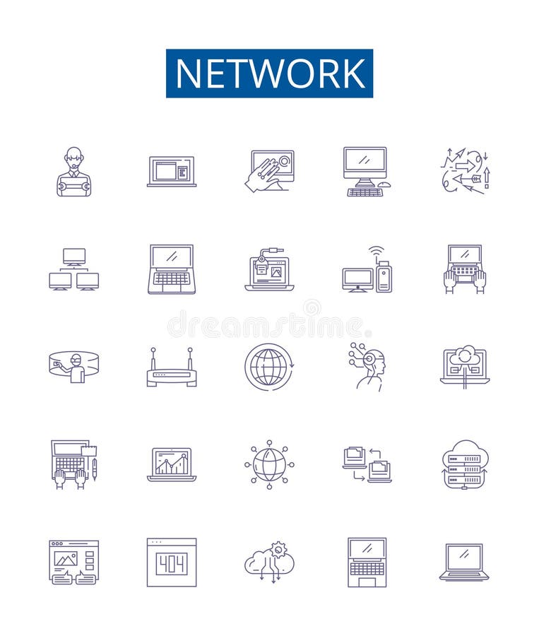 Network Line Icons Signs Set. Design Collection of Network, Technology ...