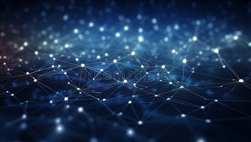 Network of Lines and Points on a Dark Blue Background Stock ...