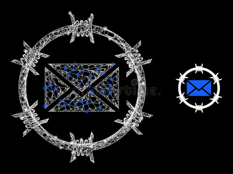 Network Mail Arrest Web Mesh Icon with Constellation Light Spots Stock ...