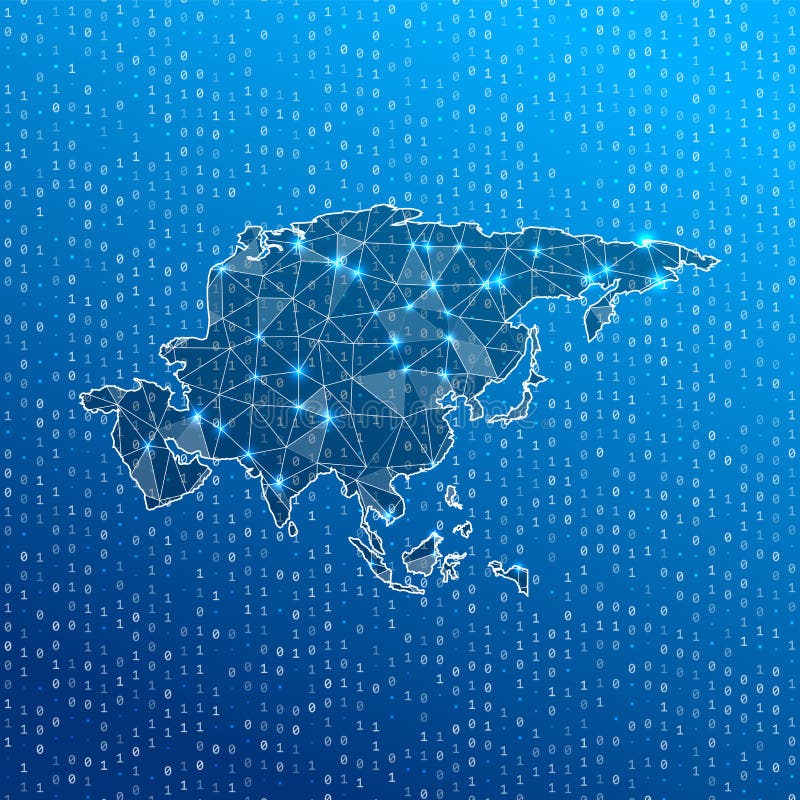 Network Map of Asia. Continent Digital. Stock Vector - Illustration of ...
