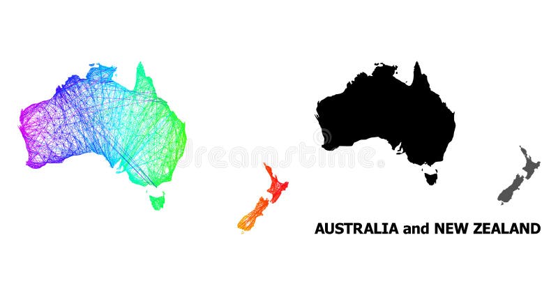 Network Map of Australia and New Zealand with Spectrum Gradient Stock ...