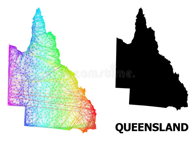 Queensland Vector Map with Flag Inside Isolated on a White Background ...