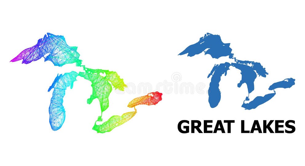 Network Map of Great Lakes with Spectrum Gradient Stock Vector ...