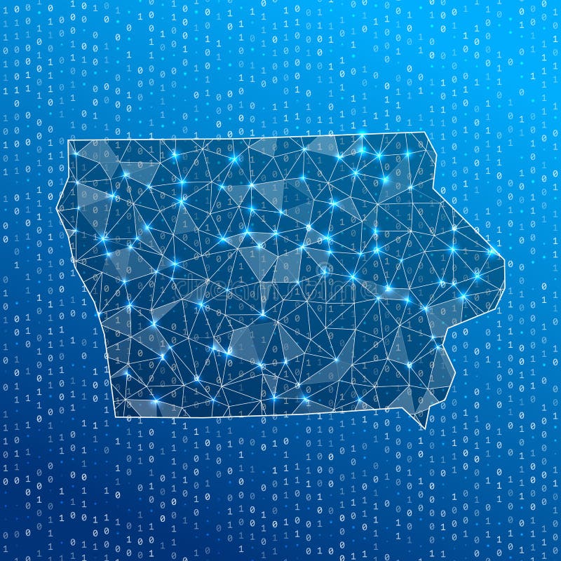 Network Map of Iowa. Us State Digital Connections. Stock Vector ...