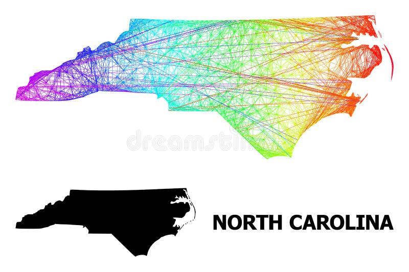 Network Map of North Carolina State with Rainbow Colored Gradient Stock ...
