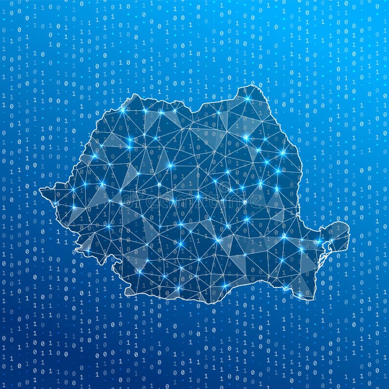 Network map of Romania. stock vector. Illustration of border - 218224145