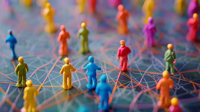 Network Map Shows Colorful Figures Connected by Lines, Symbolizing ...