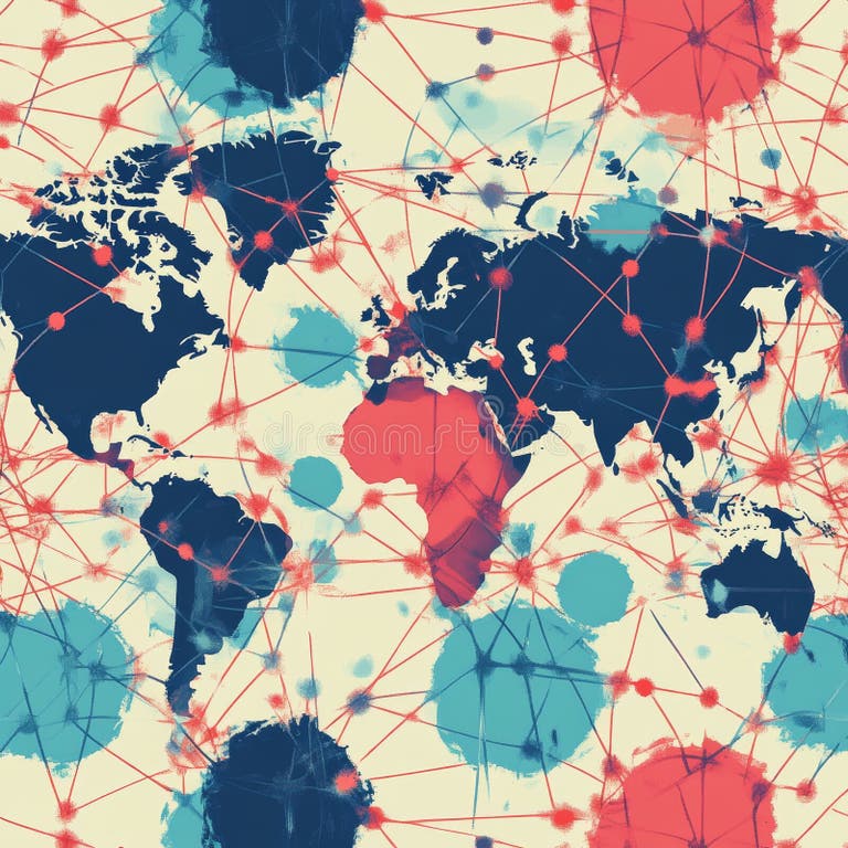 Network Map of the World with Connected Lines and Dots. Vector ...