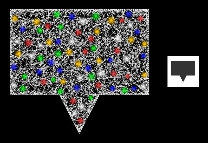 Network Mesh Banner Icon with Colored Flash Nodes Stock Vector ...