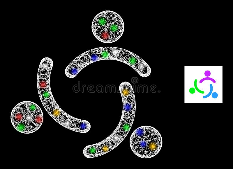Network Mesh Men Community Icon with Multicolored Flash Nodes Stock ...