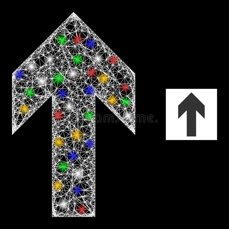 Network Mesh Up Arrow Direction Icon with Bright Colored Lightspots ...