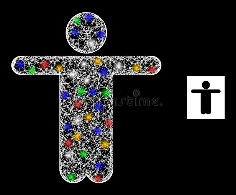 Network Mesh Welcome Man Icon with Bright Colored Glitter Dots Stock ...