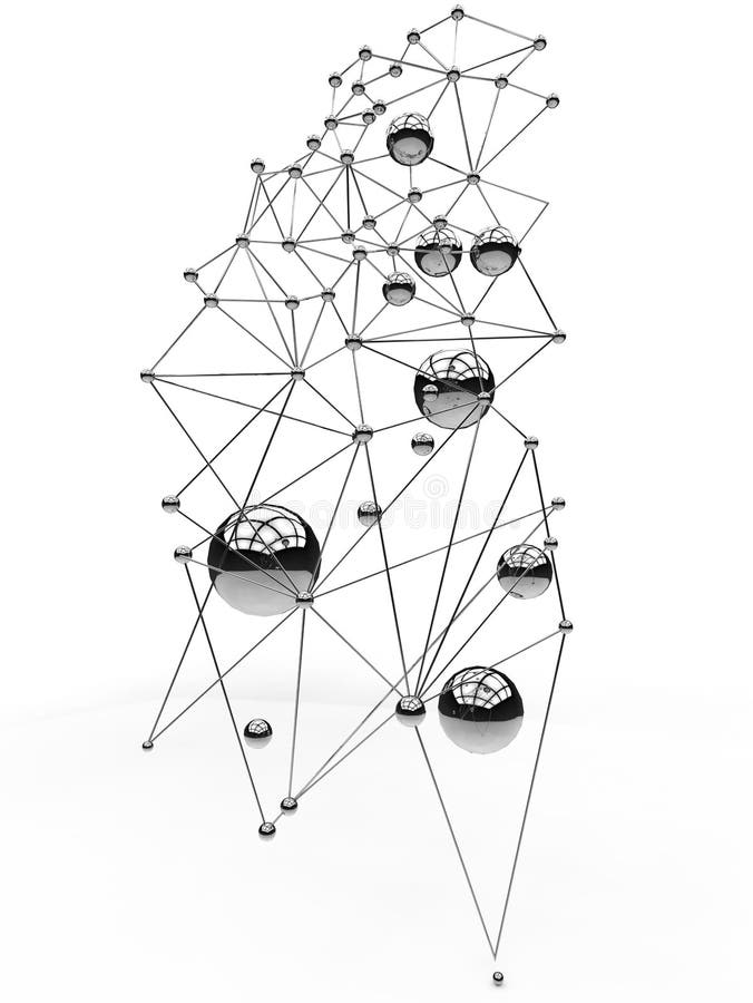 Network of Metal Balls Isolated on White. Atom of Molecule Stock ...