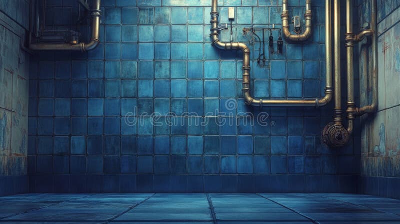 A Network of Metallic Tubes Intersects a Tiled Surface, Producing a ...