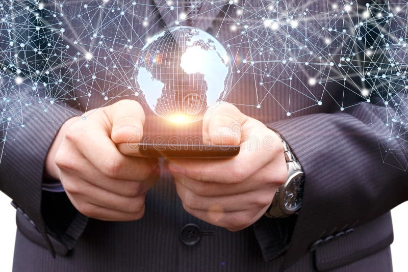 Network from a Mobile Device. Stock Photo - Image of concept, hand ...