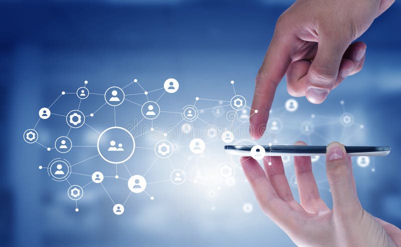 Network with Mobile Phone . Mixed Media Stock Photo - Image of phone ...