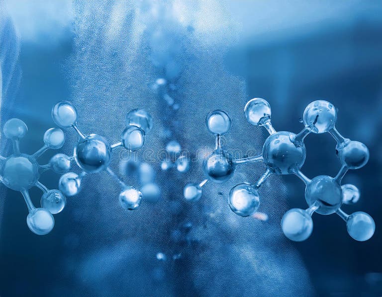 A Network of Molecules, Rendered in a Vibrant Blue, Suspended in a ...