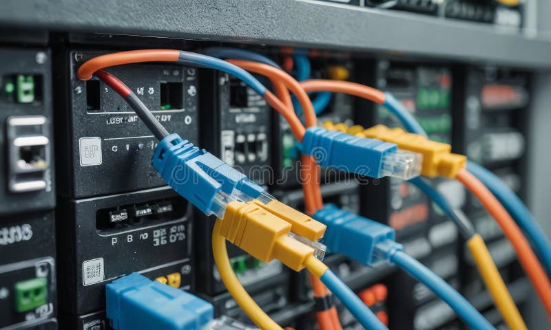 Network with Multiple Cables and Connectors Stock Illustration ...