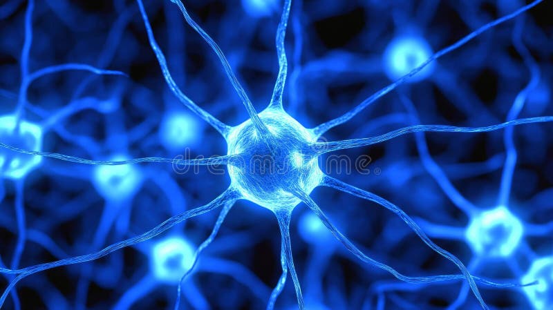 Network of Neurons, Synapses, Neural Connections, Brain Cells, Blue ...