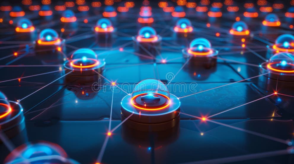 Network Node Structure with Connected Data Points Stock Illustration ...