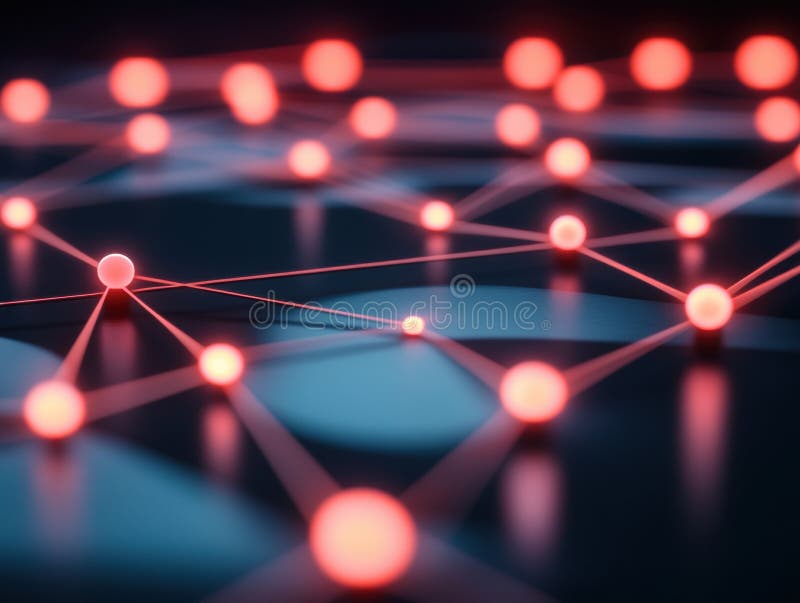 Network Nodes Connecting Creating Complex Structure In Digital Space