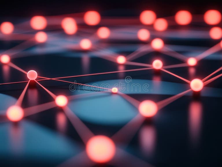 Network Nodes Connecting Creating Complex Structure In Digital Space