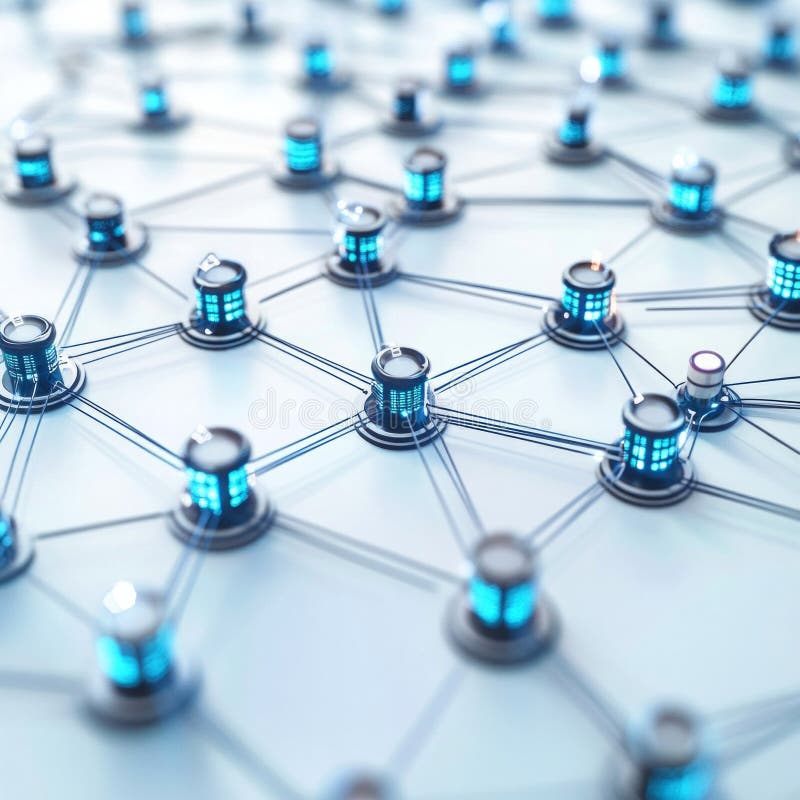 Network Nodes and Connections: Digital Data Exchange and Connectivity Stock Photo - Image of ...