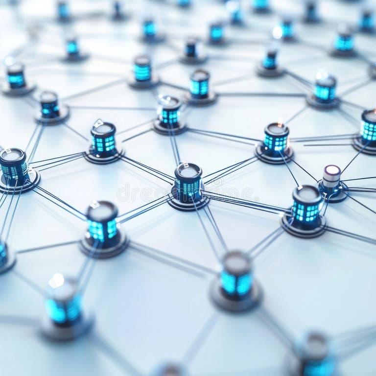 Network Nodes and Connections: Digital Data Exchange and Connectivity Stock Photo - Image of ...