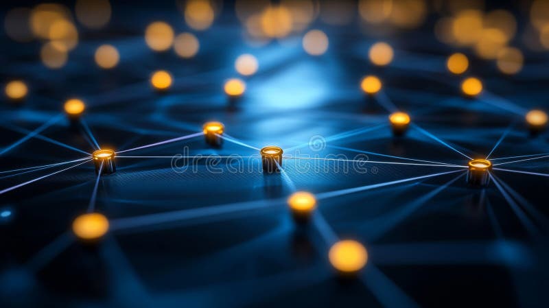 Network Nodes Illuminated Digital Connections Stock Illustration ...