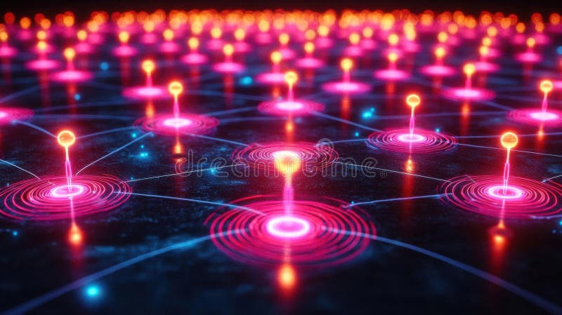 Network Nodes, Interconnected System Stock Illustration - Illustration ...