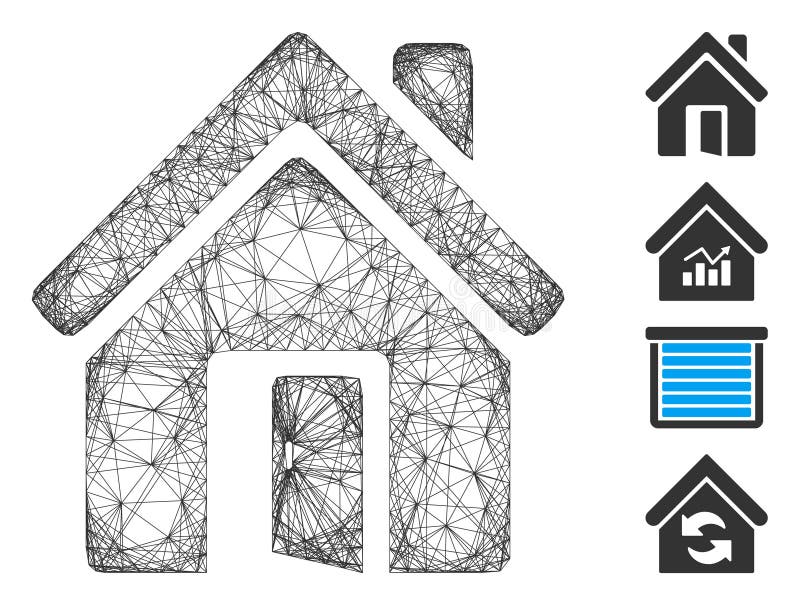 Network Open House Door Vector Mesh Stock Illustration - Illustration ...