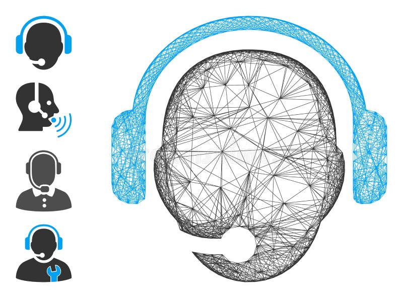 Network Operator Head Vector Mesh Stock Vector - Illustration of icon ...