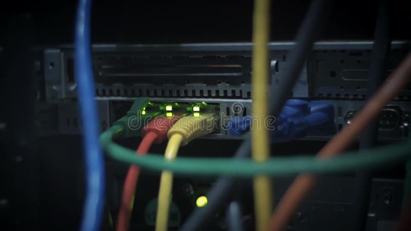 Network Panel Switch with Green Led Flashing Stock Footage - Video of ...