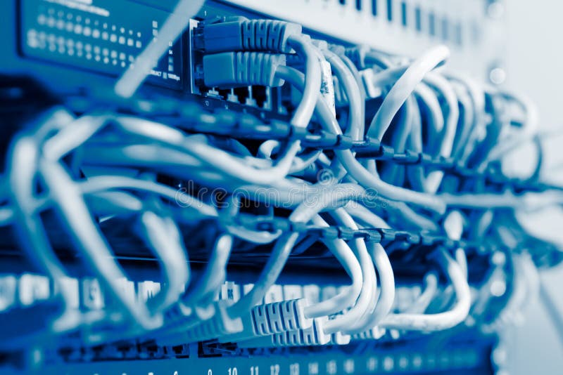 Network Panel, Switch and Cable in Blue Tone Stock Photo - Image of ...