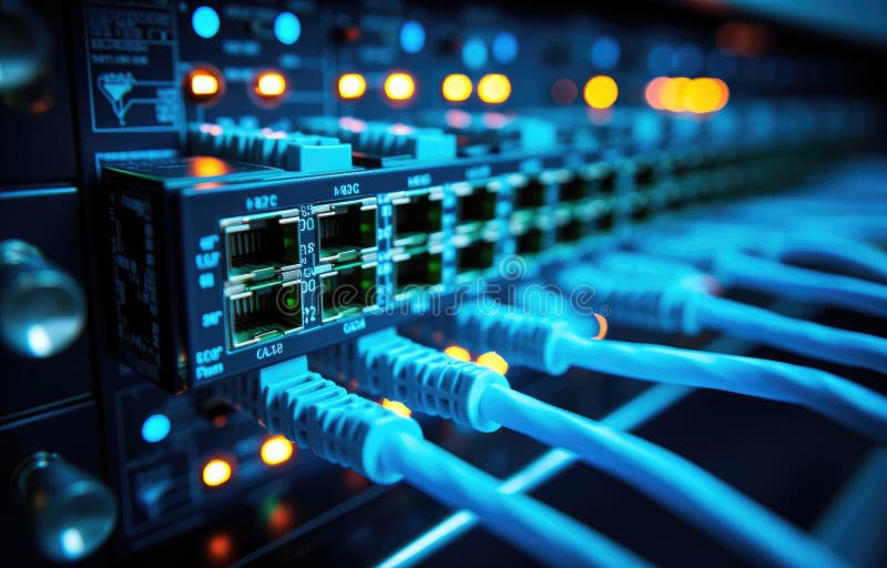 Network Panel Switch and Cable in Data Center Big Data Concept Stock ...