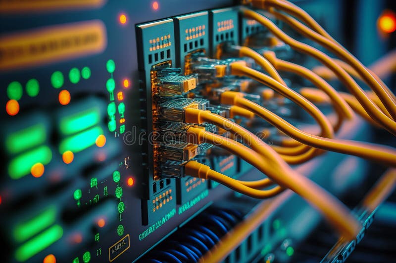 Network Panel, Switch and Cable in Data Center, Generative AI Stock ...