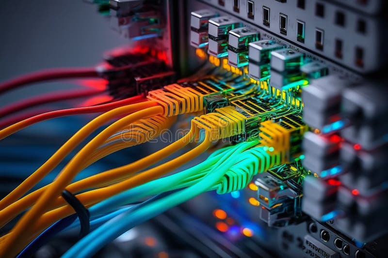 Network Panel, Switch and Cable in Data Center, Generative AI Stock ...