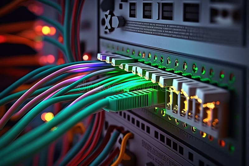 Network Panel Switch And Cable In Data Center Generative Ai Stock
