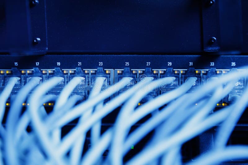 Network Panel, Switch and Cable in Data Center Stock Image - Image of ...