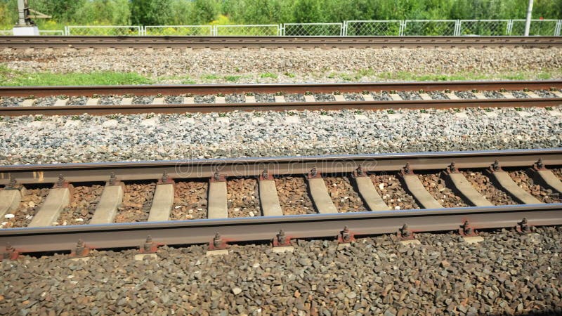 Multiple Railway Tracks Stretching into Distance Creating a ...